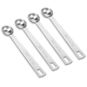 4 pcs 1/4 teaspoon (1/4 tsp | 1.25 ml | 1.25 cc) single measuring spoon, stainless steel 1/4 tsp small measuring spoon mini measuring spoons