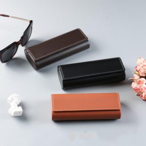 HSYMQ 3 Pcs Glasses Case Hard Shell, Square Leather Hard Eyeglass Case, Unisex Simple Large Protable Eyeglasses Cases