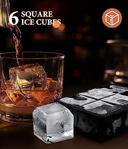 Dclobtop Ice Cube Trays and Ice Molds, Silicone Ice Cube Molds for Freezer with Lid, Diamond & Sphere Ice Ball Maker & Square Ice Cube Maker for Whiskey, Cocktails and Homemade, Reusable