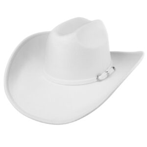 mgupzao white cowboy hat for men women - western cowboy hat felt wide brim cowgirl hats women belt buckle cowgirl hat for cosplay, travel, fishing, camping, biking