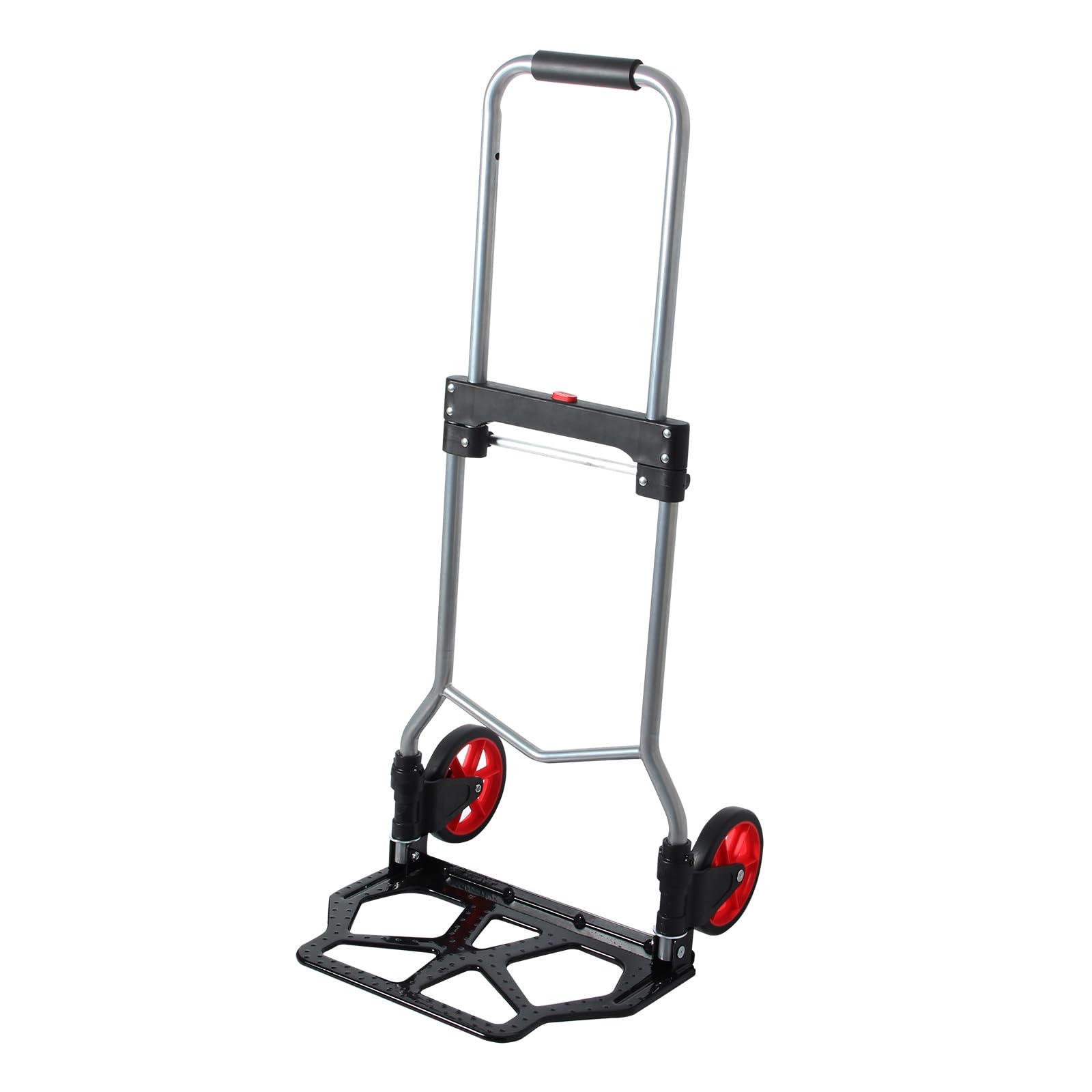 LEADALLWAY 240lbs Capacity Dolly Cart with Rope,Steel Portable Cart Telescoping Handle and Two 6" Nylon+Rubber Wheels