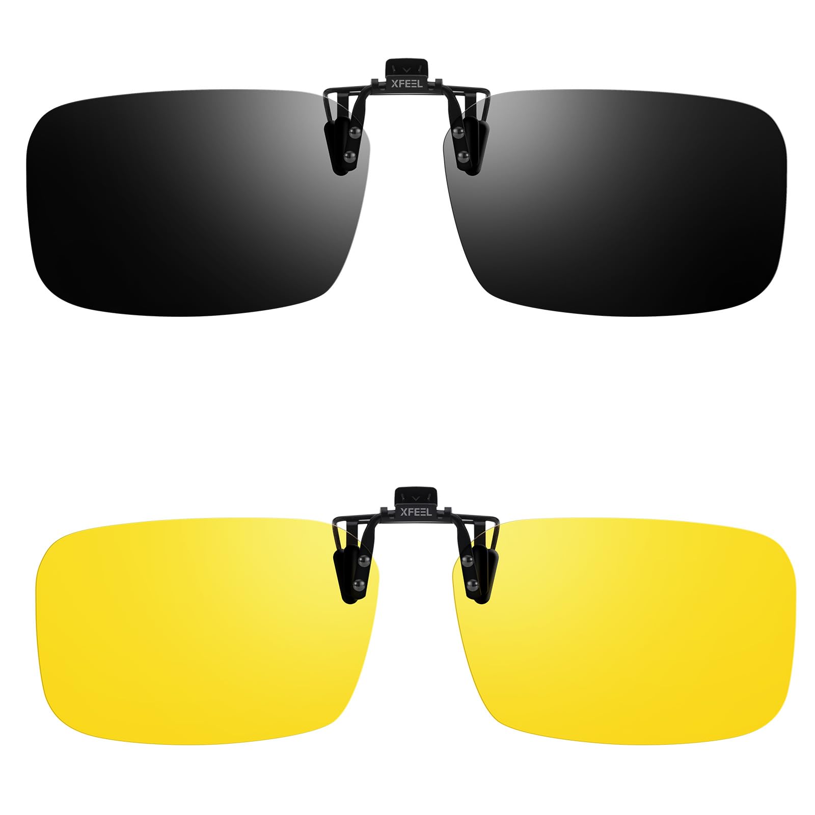 Xfeel Night Driving Day & Night Clip On Sunglasses Over Prescription Glasses Nighttime Anti Glare Night Vision Glasses