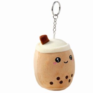 lefe liee cute boba plush keychain for girls, kawaii bubble tea key chains for backpacks, boba tea squishmallow plushies accessories stuff, boba themed gifts