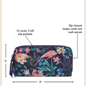 Vera Bradley Cotton Jordin Continental Wallet with RFID Protection, Flamingo Garden