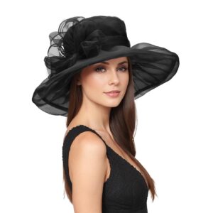 century star kentucky derby fascinator hats for women 2024 floral tea party bridal church wedding headwear black one size