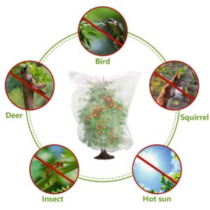 2 Pack Fruit Tree Netting Garden Plants Fruits Blueberry Protection Netting Cover Bags with Drawstring and Zipper 4x4.6Ft Bird Barrier Netting Mesh Plant Protection Netting for Vegetables Fruits