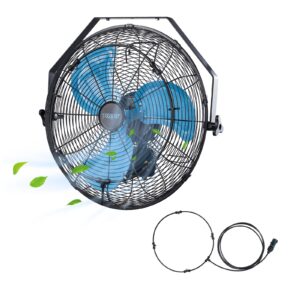 pasapair 20 inch wall mounted fan,high velocity industrial misting wall fan with waterproof ipx4 motor,etl listed,8.2ft cord&gfci plug,for industrial, garage,greenhouse