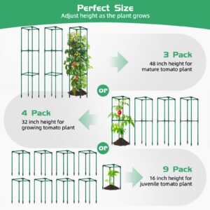 FITTDYHE 3 Pack Tomato Cages for Garden 48 Inches with 3Pcs Tomato Planter(10-Gallon), Upgraded Fiberglass Tomato Trellis Garden Plant Cage, Tomato Plant Support with Grow Bags, Clip,Twist Ties