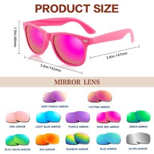 Matcheck 8 Neon Colors Sunglasses Retro Colored Frame Mirrored Lens Glasses Classic Wholesale Bulk Birthday Beach Pool Party Favors Unisex Adult