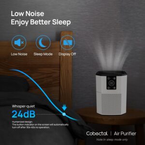 Air Purifiers for Home Bedroom, Quiet Air Purifiers with Sleep Mode, Portable Air Purifier with 4 Speed Control,9 Timers, Small Air Cleaner for Home,Office,Living Room, light white