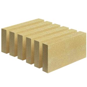 fire bricks, firebrick, high temperature insulated firebricks for wood stoves, fireplaces, size 9" x 4-1/2" x 1-1/4", pack of 6, wood stove bricks, fireplace brick