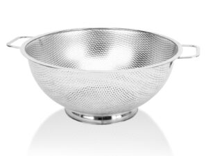 colander for kitchen, 3qt, stainless steel colander strainer with handle for fruits vegetables cooking food, dishwasher safe