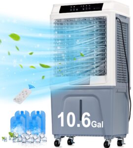 landeagle swamp cooler, 3288cfm evaporative air cooler with 10.6-gal water tank, evaporative cooler with water level alarm, 3 speeds, 12h timer, air cooler for indoor outdoor patio garage use(42in)