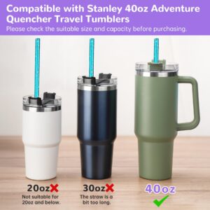 NiHome 40oz Straws, 12 Pack Glitter Plastic Replacement Straws for Stanley 40 oz Tumbler, 0.32’’ Diameter Reusable Straws 12’’ Long with 2 Brushes - Durable PETG, BPA-Free, w/Laser-Induced Sparkle