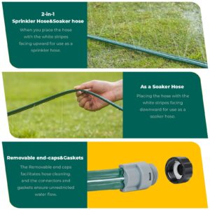 DXront Sprinkler Soaker Hose 50ft for Garden Lawn, Watering Hose with Holes, High-Efficiency Water-Saving Garden Irrigation System, Drip Hose Sprinkler