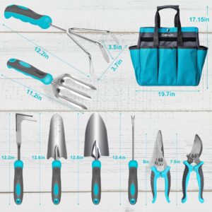 Gardening Tools, Carsolt 10 Piece Heavy Duty Stainless Steel Garden Tools Set with Ergonomic Rubber Handle. Variety of Gardening Hand Tools for Planting Gardening Kit with Gift Box Ideal Garden Gifts