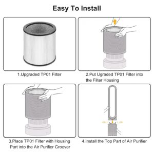 CERO Upgraded TP01 Replacement Filter Compatible Dyson Tower Purifier Pure Cool Link TP01, TP02, TP03, AM11, BP01 Models, Compare to Part # 968126-03 black