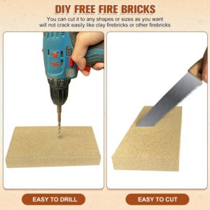 Fire Bricks, FireBrick, High Temperature Insulated Firebricks for Wood Stoves, Fireplaces, Size 9" X 4-1/2" X 1-1/4", Pack of 6, Wood Stove Bricks, Fireplace Brick