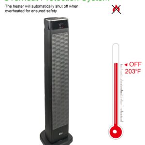 Good Housekeeping's Digital 30" Oscillating Ceramic Tower Room Space Heater with Remote Control