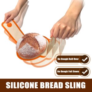 Silicone Bread Sling for Dutch Oven, 2 Pcs Non-Stick & Easy to Clean Bread Baking Mat Set, Reusable Bread Sling with Long Handle to Transfer Sourdough