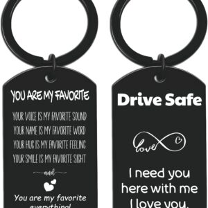 HOMEVAGE Anniversary, Birthday Gifts, Valentines Day Gifts For Him, Men, Man - You Are My Favorite & Drive Safe Keychain - I Love You Gift Husband, Unique & Funny Gift