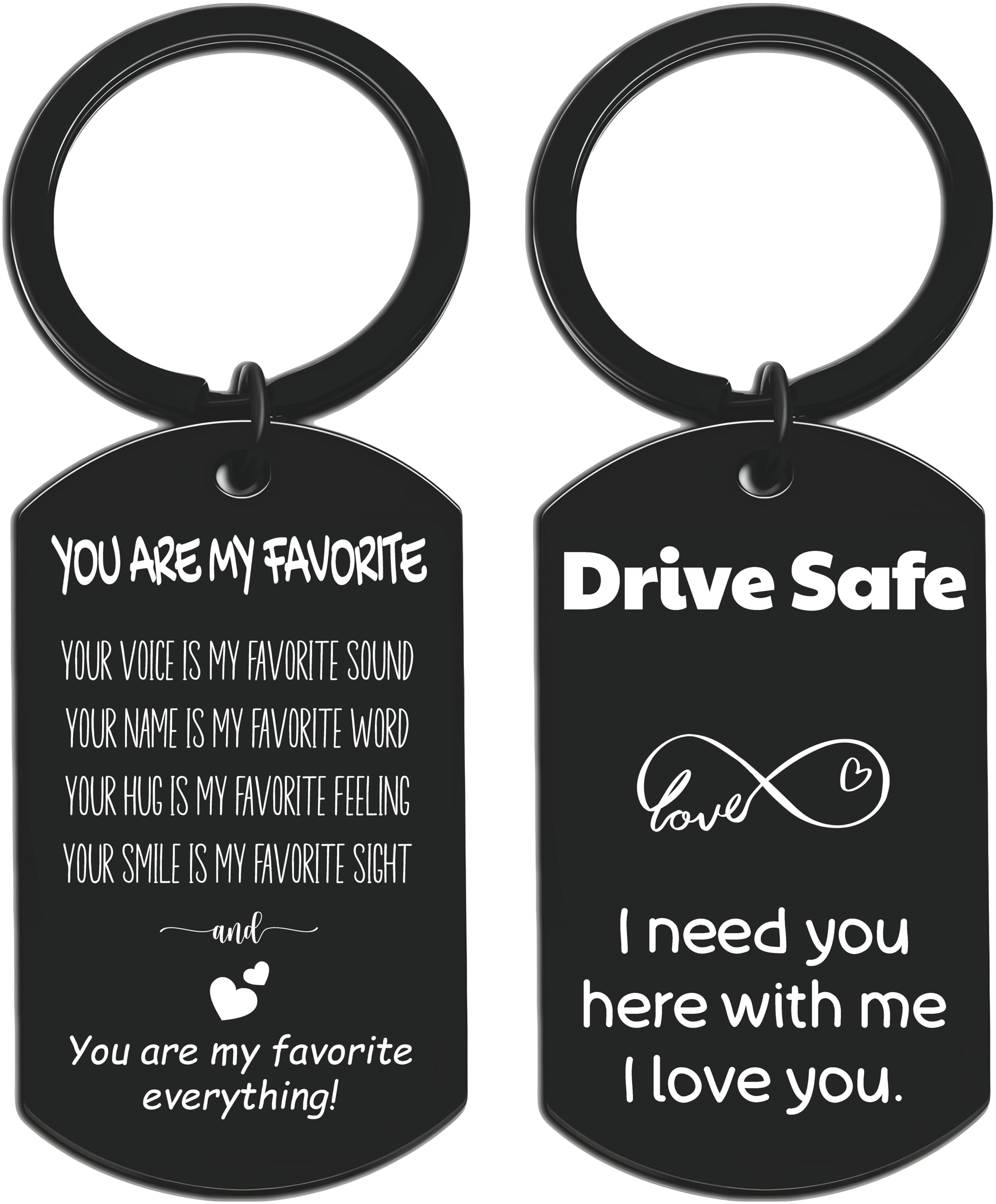 HOMEVAGE Anniversary, Birthday Gifts, Valentines Day Gifts For Him, Men, Man - You Are My Favorite & Drive Safe Keychain - I Love You Gift Husband, Unique & Funny Gift