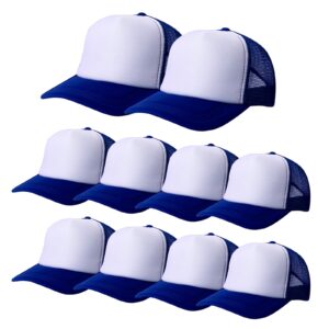 ankmogela 10 pack of blank trucker hat mesh cap men and women baseball cap diy graffiti hot stamping duck tongue cap royal blue white