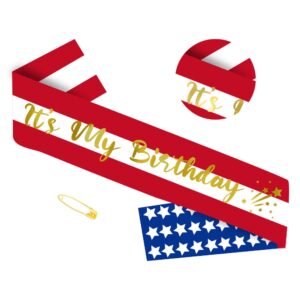 birthday sash - it's my birthday - all-american sash - (red, white and blue), birthday sash, american flag, sashes, usa flag, happy birthday girl, happy birthday boy, usa, independence day