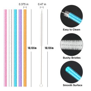 YOUCOX 10 Pack Replacement Straw for Stanley 40 oz 30 oz Cup Tumbler with handle, Color Glitter Reusable Straws with Cleaning Brush for Stanley Adventure Travel Tumbler Accessories, Dishwasher Safe