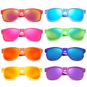 matcheck 8 neon colors sunglasses retro colored frame mirrored lens glasses classic wholesale bulk birthday beach pool party favors unisex adult