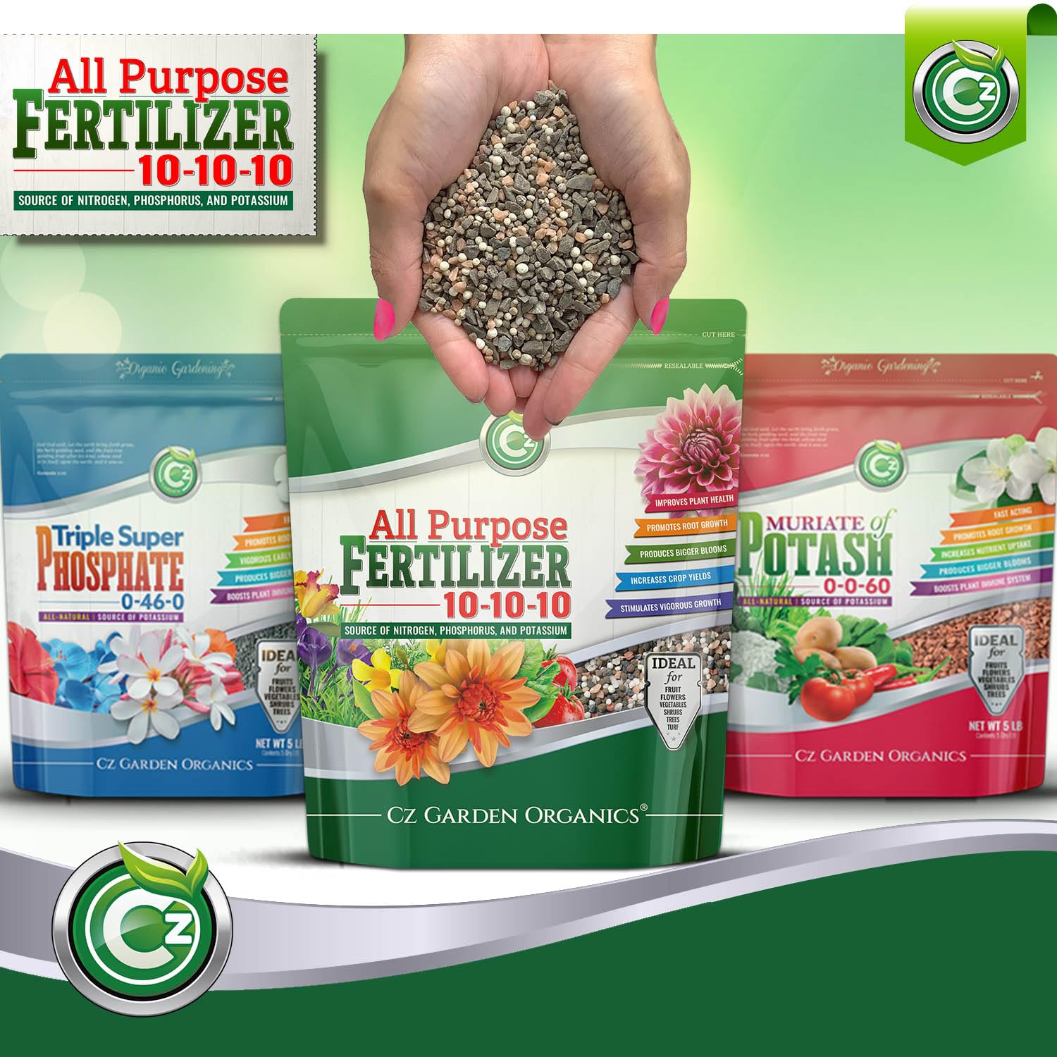 10-10-10 All Purpose Fertilizer - Made in USA - Granular Plant Food for Indoor/Outdoor Plants & Flower Gardens - Promotes Vigorous Growth, Big Blooms and Green Lawns!