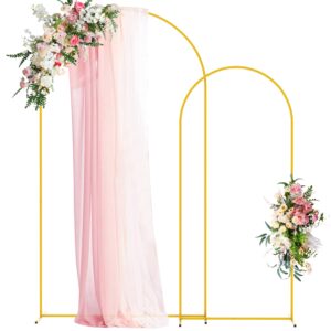 wokceer wedding arch backdrop stand 7.2ft, 6ft gold metal arch stand set of 2 for birthday party wedding ceremony baby shower graduation decoration