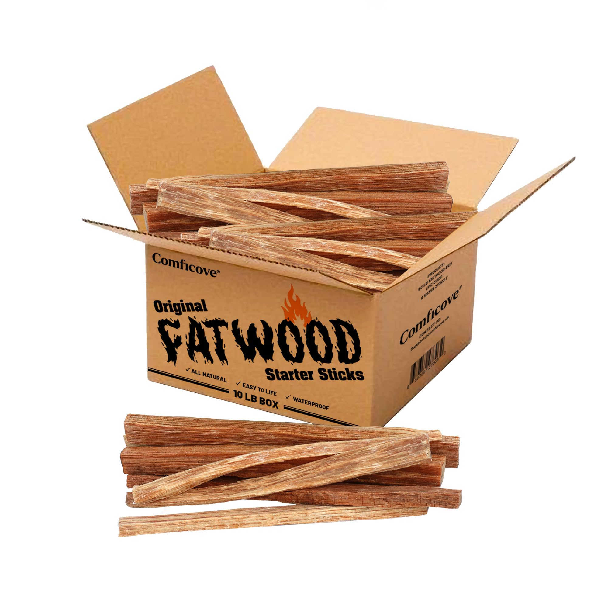 10 lbs. Fatwood Fire Starter Sticks Camping Essentials | Great Fire Logs and Fire Starters for Campfires, Fireplaces, Bonfires | Start a Fire with 2 Sticks