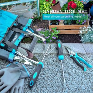 Gardening Tools, Carsolt 10 Piece Heavy Duty Stainless Steel Garden Tools Set with Ergonomic Rubber Handle. Variety of Gardening Hand Tools for Planting Gardening Kit with Gift Box Ideal Garden Gifts