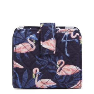 vera bradley cotton finley small wallet with rfid protection, flamingo party