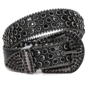 jasgood men women rhinestone belt western leather belt cowgirl cowboy bling diamond studded leather belt for jeans pants