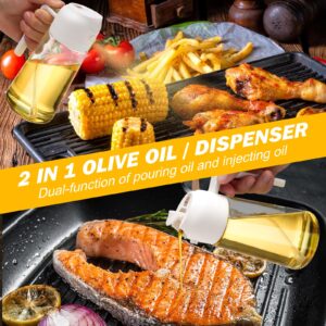 VZZNN 2 Pack Oil Dispenser Bottle for Kitchen,2 in 1 Oil Dispenser and Oil Sprayer,16.5oz/470ML Glass Spray Bottle with Premium Nozzle,Air Fryer Accessories for kitchen,Salad,Baking,BBQ,Frying(Black)