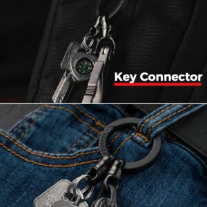 FEGVE Titanium Swivel Small Key Ring with 1/2inch D Ring Keychain for Car Key Fob,DIY Bag (Black Swivel Connector+D Ring)