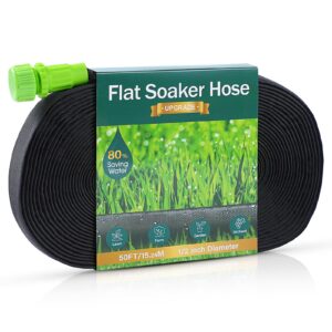 soaker hose 50ft for garden beds, drip irrigation hose saves 80% water, leak proof sprinkler hose for garden, lawn, flower bed, vegetable field (50ft)