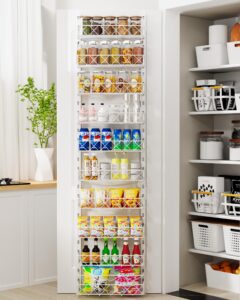 maydiary over the door pantry organizer, over the door organizer,metal over the door spice rack,10-tier pantry door organizer for easy install, pantry door storage,over the door storage white