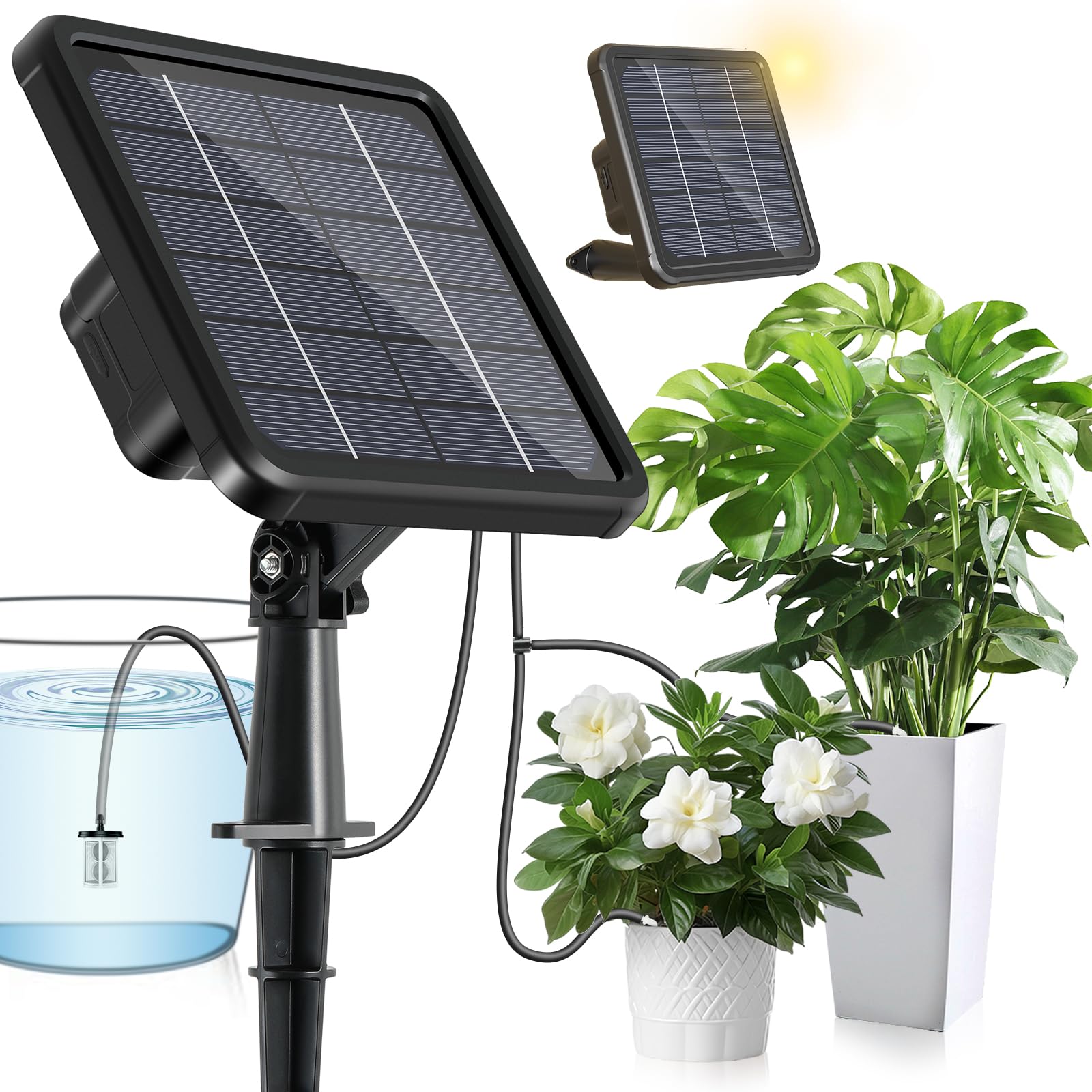 Solar Automatic Drip Irrigation Kits, Support 15 Potted Plants, Automatic Watering System for Indoor and Outdoor Garden, Eco-Friendly and Cost-Effective