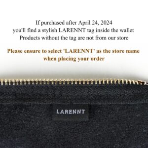 LARENNT Full Grain Leather Coin Purse with Key Chain - Small Change Purse Keychain Card Holder Keychain Pouch Small Keychain Wallet for Women and Men (Black)