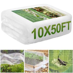 unves 10 x 50 ft garden netting, mosquito netting ultra mesh plant netting for garden protection vegetable fruits, bird netting mesh plant cover net for protect patio garden plant from birds bugs