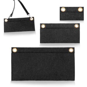 prasacco 3 pcs purse insert organizer purse dividers for inside purse wallet insert organizer pouch felt purse organizer insert for handbags crossbody, black