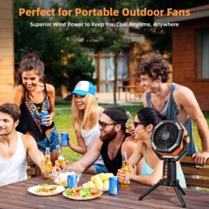 MORIKO Table Fans Tripod, 20000mAh Rechargeable Battery Operated Portable Tent Fan with LED Lantern, Remote Control, Hook, 270° Pivot, Stepless Speed-Ideal for Camping, Picnic, Barbecue, Jobsite