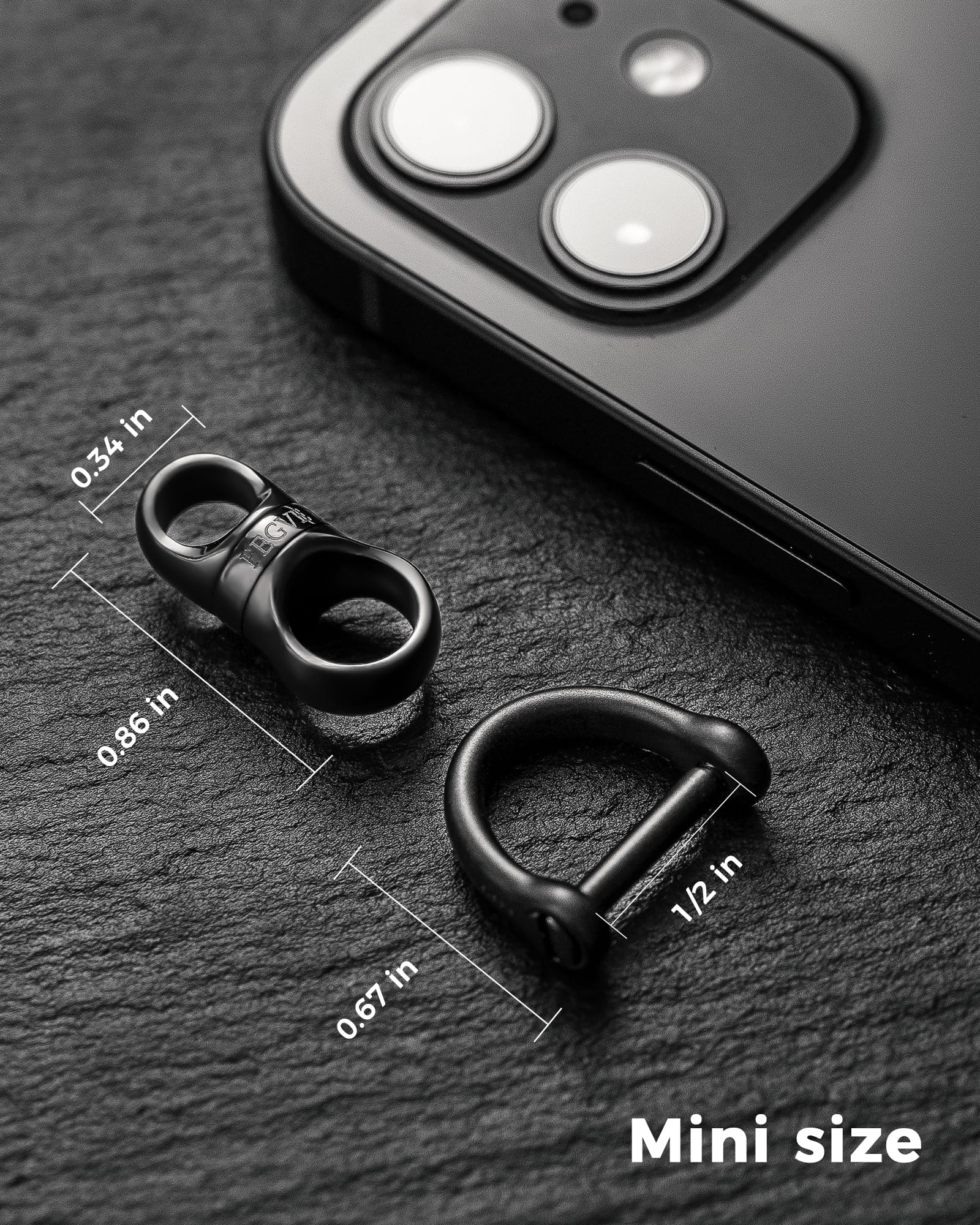 FEGVE Titanium Swivel Small Key Ring with 1/2inch D Ring Keychain for Car Key Fob,DIY Bag (Black Swivel Connector+D Ring)