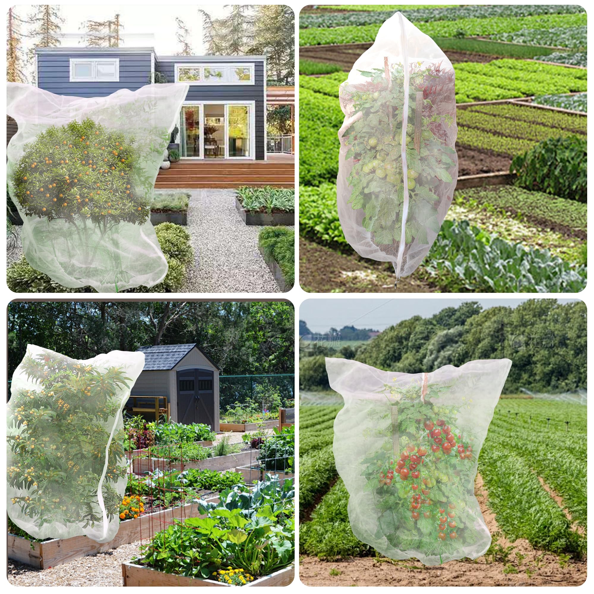 2 Pack Fruit Tree Netting Garden Plants Fruits Blueberry Protection Netting Cover Bags with Drawstring and Zipper 4x4.6Ft Bird Barrier Netting Mesh Plant Protection Netting for Vegetables Fruits