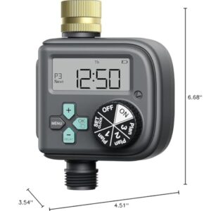 RAINPOINT Sprinkler Timer with 3 Different Programs, Waterproof Hose Timer Brass Inlet, Water Timer with Rain Delay/Manual/Automatic Irrigation Timer System, 1 Outlet