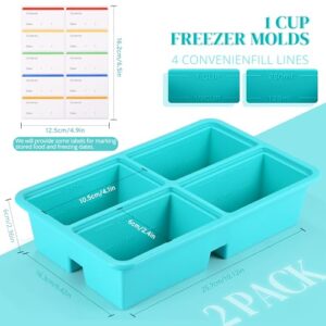 Silicone Freezer Trays With Lid - Silicone Soup Freezer Molds, Soup Freezer Containers For Freezing & Storing Soup, Sauce, Broth, and Leftovers - 1 cup silicone freezer molds - 2 Pack