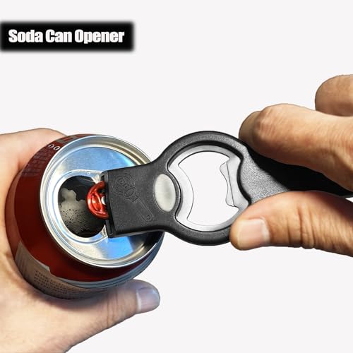 3-in-1 Magnetic Bottle and Can Opener for Refrigerator, Stainless Steel Manual Can Punch Opener for Liquid with Cap Catcher, Stick to Fridge for Easy Storage, Can Tapper Church Key with Magnet (Black)